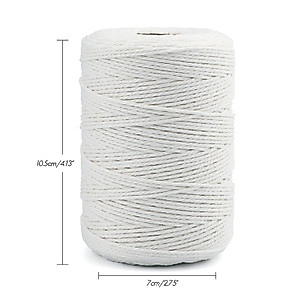 200M (218 Yard) 12-Ply Cotton Twine String,Cooking Kitchen Twine String Craft String Baker Twine for Tying Homemade Meat,Making Sausage,DIY Craft and Gardening Applications (Natural White)