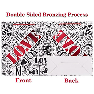 Elephant-package 12.6" Large Love Gift Bag with Card and Tissue Papers for Valentines Day/Mother's Day/Father's Day/Anniversary and more (Red Love)