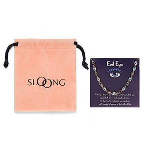 SLOONG Evil Eye Anklet Bracelets for Women 14K Gold Plated Beach Foot Anklet Bracelet Jewelry Beads Anklet Set, Adjustabe Size