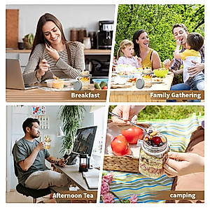 WANJOTEC Mason Jars 16 oz with Lids, 4 Pack Overnight Oats Containers with Lids and Handle, Breakfast On-the-Go Container Airtight Oatmeal Yogurt Container for Cereal,Salad,Milk