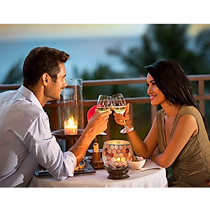 Votive Candle Holder Centerpiece, Mosaic Glass Tealight Holders for Home Decor, Table, Party Decorations, Handmade Gifts for Her, Vase for Potted Plants Bowl, Set of 2 (Shell Hive X 2)