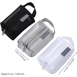 Finyoffiy 3pcs Portable Square Mesh Storage Bag,Zippered Mesh Cosmetic Bag,Small Square Mesh Coin Purse Travel Storage Carry Pouch (3pcs)