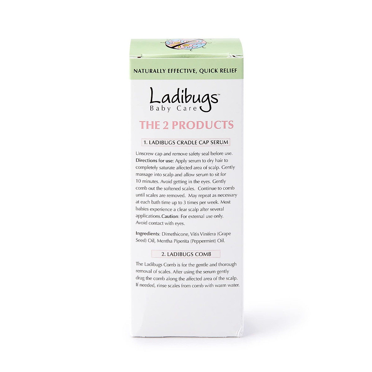 Ladibugs Cradle Cap Remedy Kit, 3oz | Includes Cradle Cap Serum & Fine-Toothed Comb | Effectively Removes Scales & Flakes | Soothes & Softens Scalp