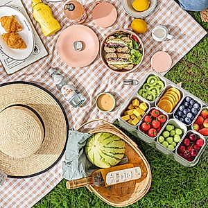 2Pcs Divided Serving Tray with Lid and Handle, Clear Snack Travel Storage Container, Multi Grid Food Storage Container for Parties, Fruits, Nuts, Candies, Travel, Picnics (8 compartments)