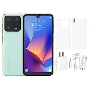 Vikye 6.3 Inch Ultra HD Screen 4GB RAM 64GB ROM 8MP and 24MP Camera Face Recognition 3G WiFi GPS Mobile Phone for Android 12 US Plug 100V to 240V (Green)