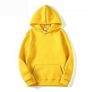 TUVEKE Yellow Men's Hoodie Sweatshirt Pullover Fleece Hooded Athletic Sweat shirt For Men Hoodies Long Sleeve Kangaroo Pockets S