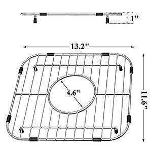 Orgneas Sink Protectors for Kitchen Sink, Universal Double Bowl Sink Bottom Grid 13.2"x11.6"x1.25", 304 Premium Stainless Steel Kitchen Sink Protector Grid Sink Grate Rack Centered Drain 2 Packs