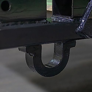 Titan Attachments Clamp-On Tractor Bucket Hitch Receiver Adapter with Chain Hook Lifting Carrying Ring, 2" Receiver Fit, 1100 LB Towing Capacity, Compatible with 2" Front Bucket Lips