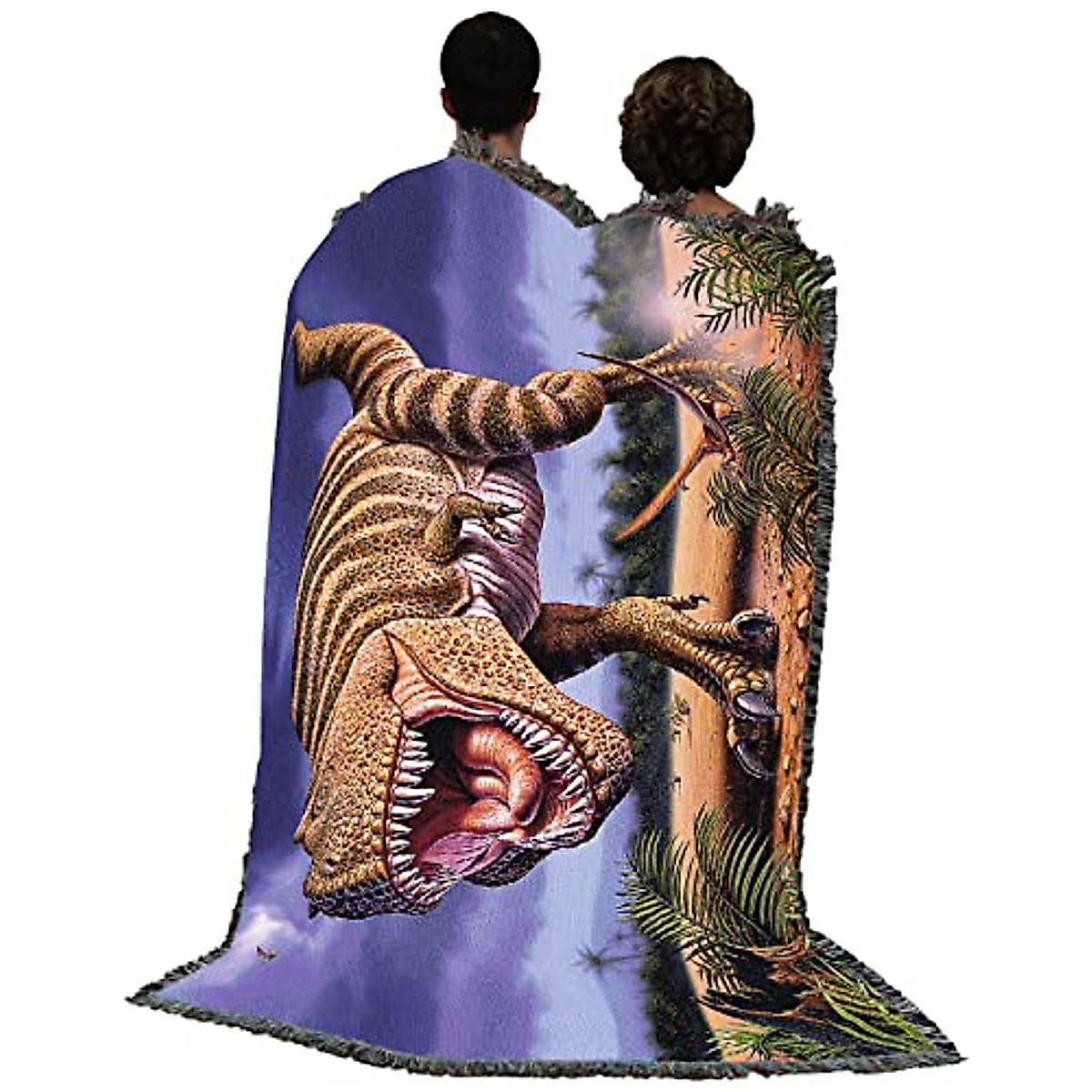Pure Country Weavers Rex Brown Blanket by Jerry LoFaro - Dinasour Prehistoric Gift Tapestry Throw Woven from Cotton - Made in The USA (72x54)