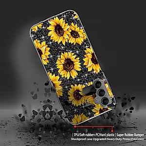 DDTKZC for Samsung Galaxy A14 5G Case,Samsung A14 5G Phone Case, Tempered Glass Protector Lustre Pattern-Sparkle 2 in 1 Clear Shockproof Case (Yellow Sunflower, for Samsung Galaxy A14 5G)