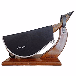Ham Serrano Kit: Ham Stand Jamonprive with Non-slip Pads + Ham Carving Knife + Ham Cover Black + Ham Tongs
