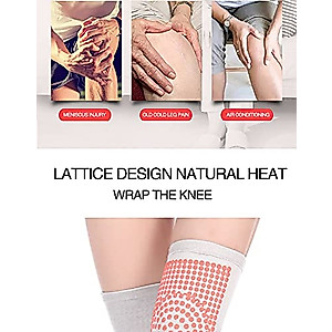 1 Pair Self Heating Support Knee Brace Warm for Arthritis Joint Pain Relief and Injury Recovery Knee Pads (Light Yellow,M)