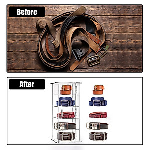 ZENFUN 5 Layers Acrylic Belt Organizer, Square Stackable Belt Storage Box Clear Display Case Vanity Organizer for Watch, Hair Accessories, Jewelry, Closet and Drawer