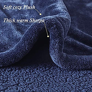 Beautyrest Heated Microlight to Berber Electric Blanket Throw-Secure Comfort Technology-Oversized Cozy Soft Microlight-3-Setting Controller-5 Years Warranty, 60x70, Indigo