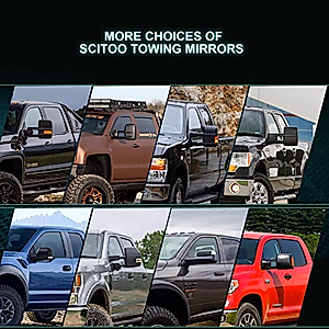 SCITOO fit for Toyota Towing Mirrors Black Rear View Mirrors fit 2007-2016 for Toyota for Tundra Truck with Larger Glass Power Control, Heated Turn Signal Manual Extending and Folding