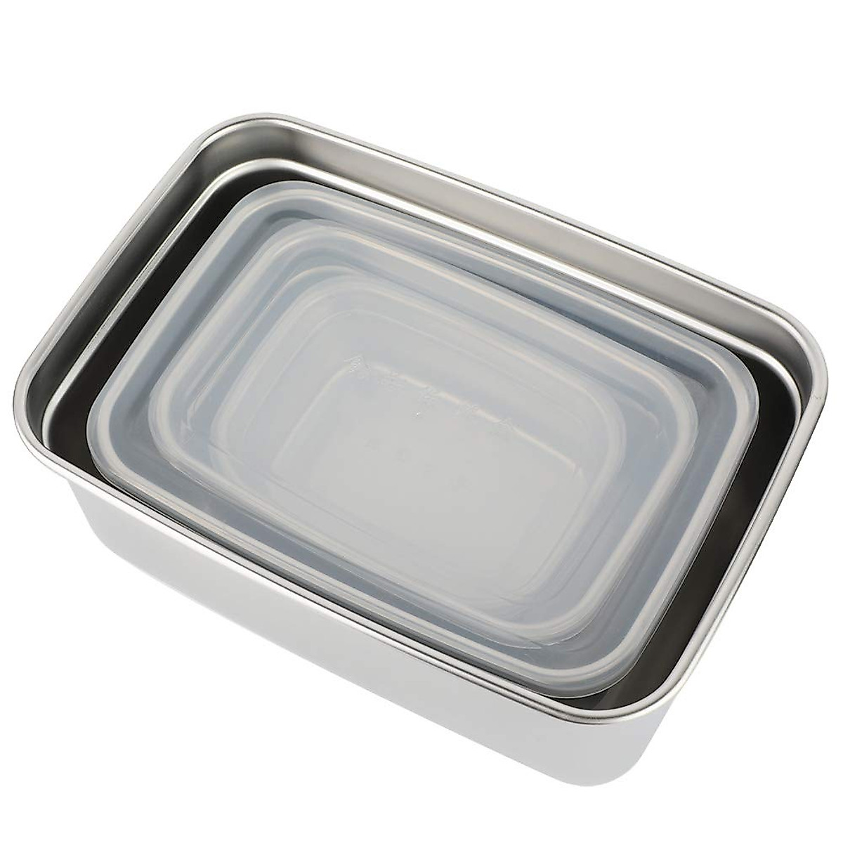 4Pcs Stainless Steel Food Containers with Leakproof Lids Rectangle for Food Storage Box