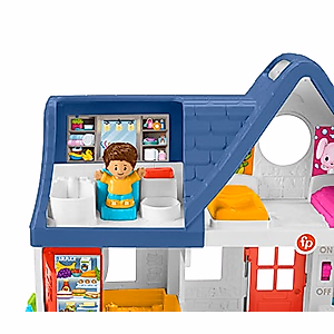 Fisher-Price Little People Toddler Play House with Lights Music & Smart Stages Learning Content, 2 Figures 6 Play Pieces, UK English Version, HCJ66