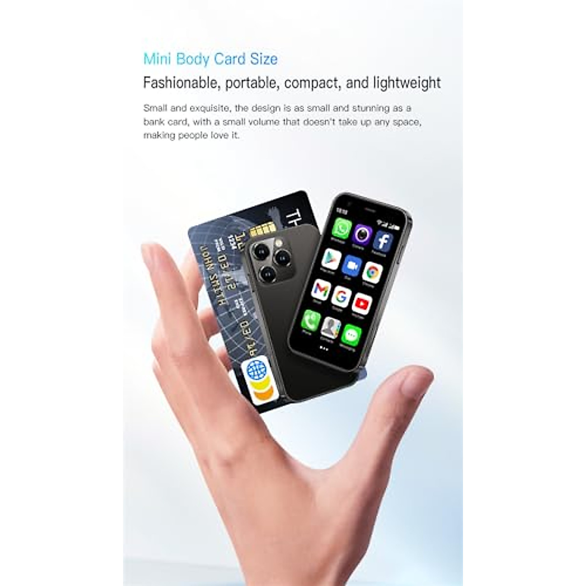 XS15 Mini Smartphone for Kid Unlocked 3G Tiny Smartphone Android 8.1 3inches Display 2GB RAM 16GB ROM WiFi Bluetooth Backup Small Cellphone Gift for Student (Black)