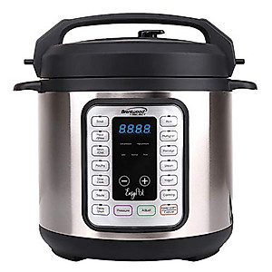 Brentwood Select EPC-636 8-in-1 Electric Pressure Slow, Rice, Egg Cooker, Sauté, Steam, Yogurt, and Food Warmer, 6 Quart, Staiinless Steel/Black