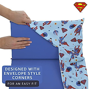 Warner Brothers Superman Blue and Red Icon, Planets, and Stars Preschool Nap Pad Sheet