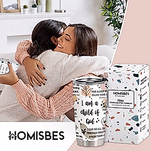 HOMISBES Christian Gifts for Women - Stainless Steel I Am a Child of God Tumbler Cup 20oz - Christian Faith Jesus God Bible Verse Religious Gifts