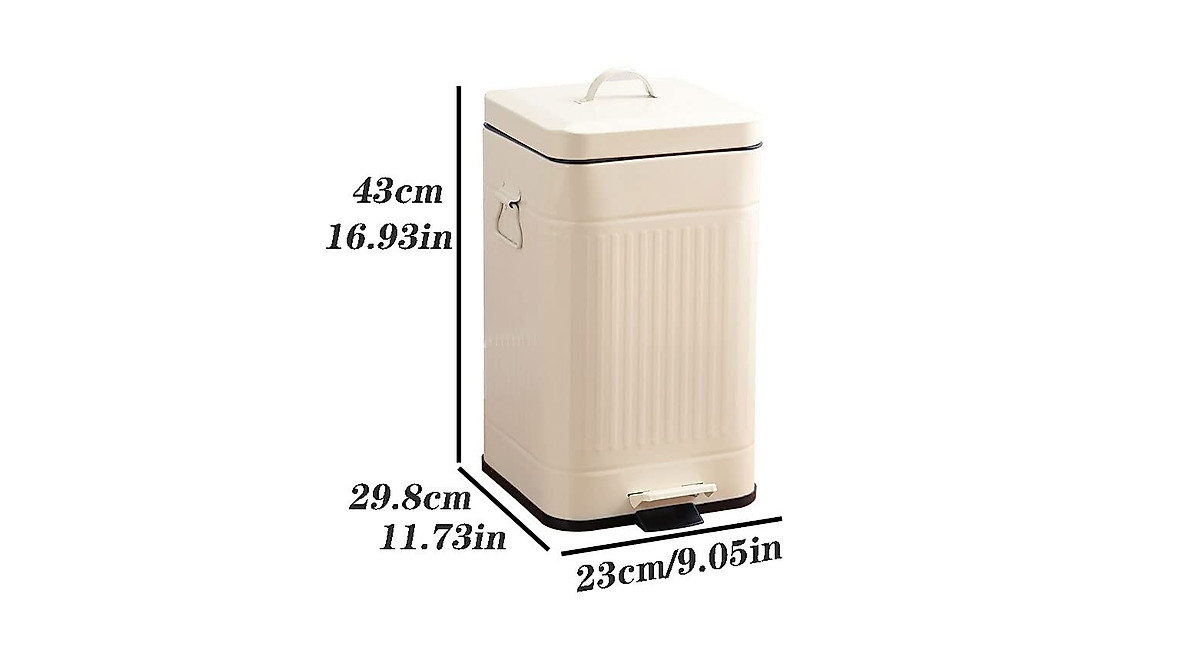 12L Stainless Steel Kitchen Trash Can - Foot-Operated