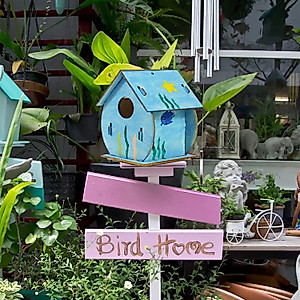 Aulufft 18pcs DIY Wooden Bird House Tool Set,Wooden Arts Wind Chime Kits with Pigments and Brush,Simulation Butterfly Accessories,Birdhouse Crafts for DIY Paint