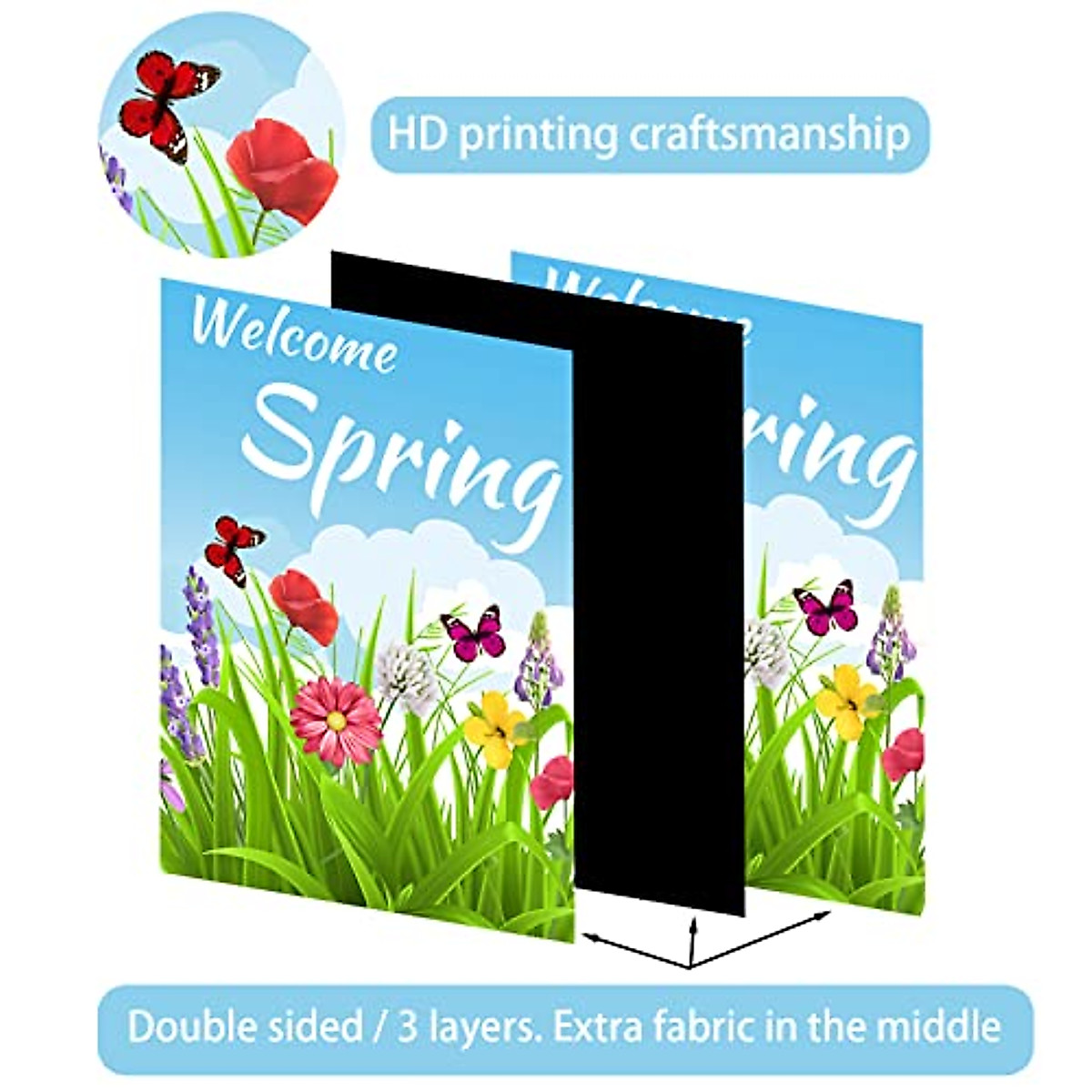 Seasonal Garden Flag Set of 12 12x18 Inch Double Sided Yard Flag Welcome Spring Summer Garden Flags for All Seasons, Easter Christmas Garden Flag for Outside Holiday Decorations