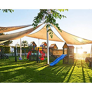 12'x12'x12' Triangle Beige Sun Shade Sail Canopy UV Block Awning for Outdoor Patio Garden Backyard