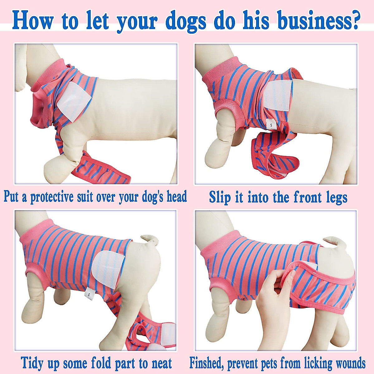 Dog Surgery Recovery Suit, Recovery Shirt for Male Female Dog Cats, Cone E-Collar Alternative Abdominal Wounds Spay Bandages Onesie, Anti-Licking Pet Surgical Recovery Snugly Suit,Pink Small