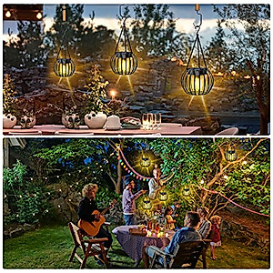 UBright Solar Lantern Outdoor Upgraded Hanging Solar Outdoor Lights Metal Outdoor Hanging Lanterns Decorative Lighting Solar Powered Waterproof Tree Lantern for Garden Yard Patio Pathway, 2 Pack