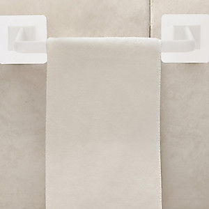 DOITOOL White Towel Rack Bathroom Hand Towel Holder No Drill Single Towel Rod Hand Towel Holder Adhesive Bathroom Towel Hanger for Hotel Home, 34cm