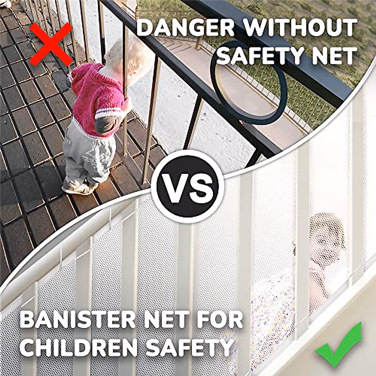 Askfairy Children's Stairs Netting, 118"X31"Balcony, Patios and Railing Stairs Netting,Sturdy Mesh Fabric Material