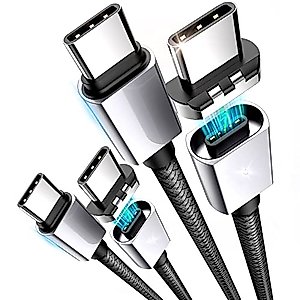 100W Magnetic USB C Charging Cable, (2 Pack 5ft) Magnetic Type C Cable Phone Charger Fast Charge Cord, 480Mbps Data Transfer for MacBook Pro 2018-2021, iPad Pro, Galaxy S20, More USB-C Devices