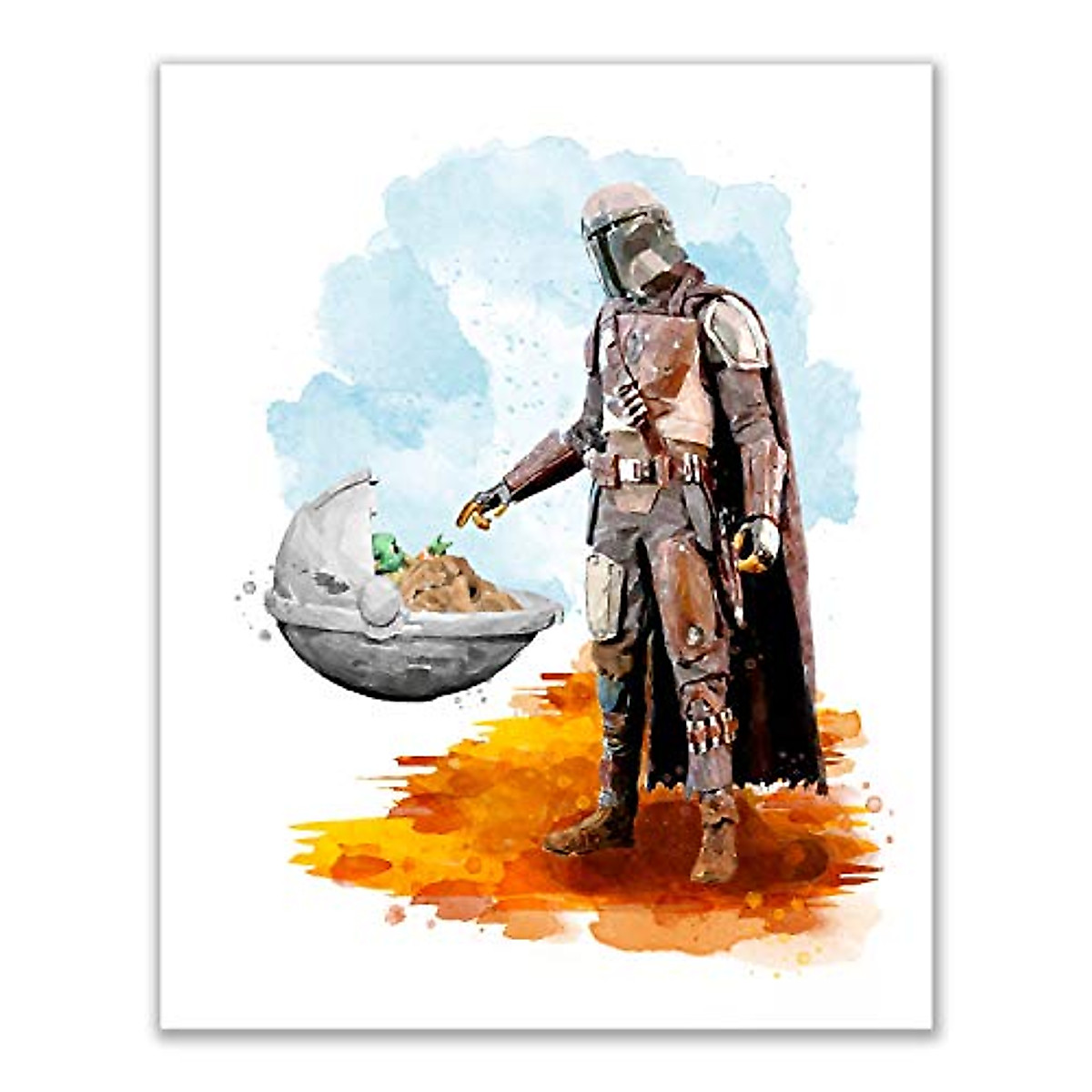 Baby Grogu Mandalorian Prints - Set of 6 (8 inches x 10 inches) Wall Art Decor Poster Photos - Star Wars TV Series Pedro Pascal & The Child Baby Yoda