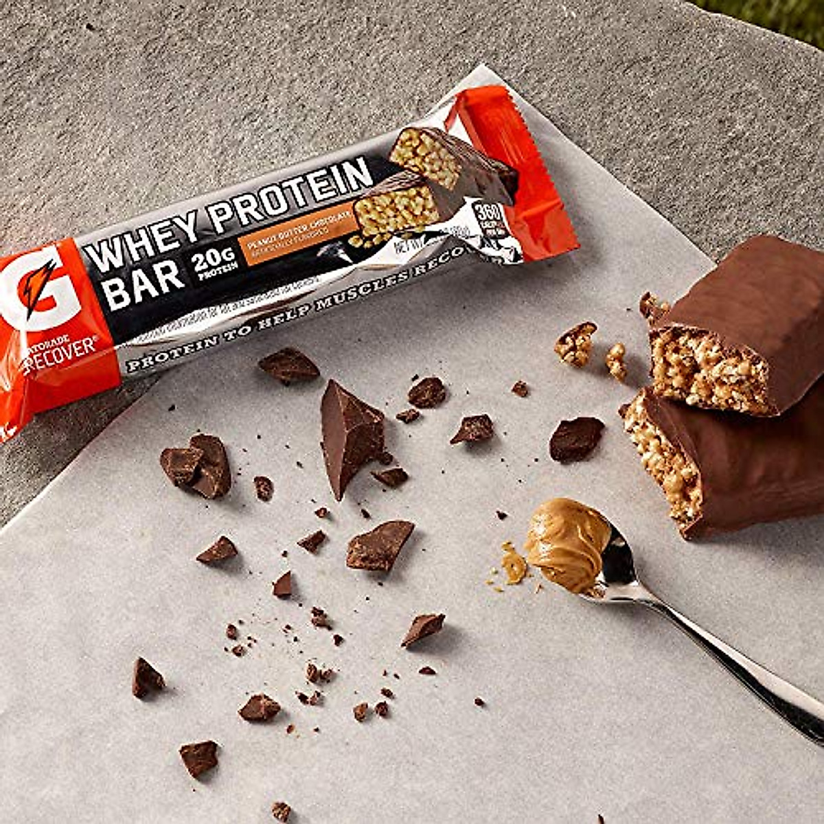 Gatorade Whey Protein Recover Bars, Peanut Butter Chocolate, 2.8 ounce bars, 6 Count