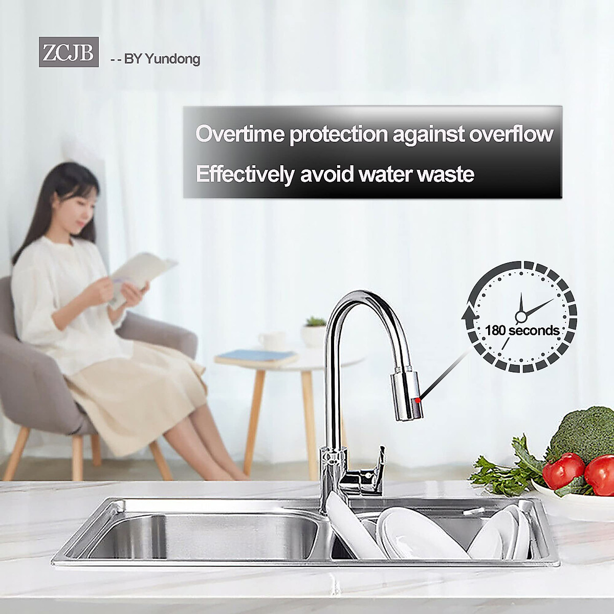 ZCJB Touchless Faucet Adapter for Kitchen Bathroom American Standards Thread First-Class Water Efficiency IPX6 Waterproof