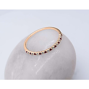 Dazzlingrock Collection Alternate Round Ruby & White Diamond Wedding Stackable Band for Women in 14K Rose Gold, Size 5.5