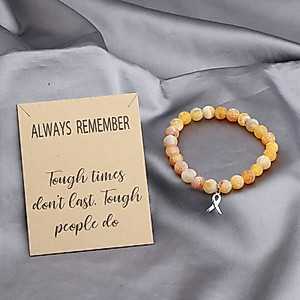 CENWA Orange Awareness Beads Bracelet Orange Awareness Ribbon Survivor Gift Leukemia Awareness Bracelet Leukemia Warrior Gift (Orange Awareness Beads)