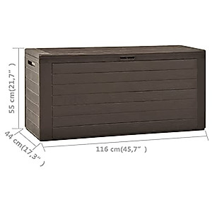 YEZIYIYFOB 76.6 Gallon Garden Storage Deck Box, Waterproof Plastic Garden Container Cabinet Tool for Patio, Lawn, Poolside, Backyard Outdoor Brown 45.7"x17.3"x21.7"