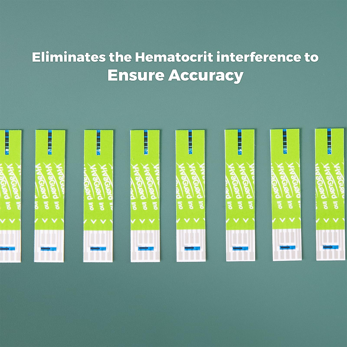 Vivaguard Ino Blood Glucose Test Strips for Diabetes - 100 Counts Accurate Diabetic Test Strips for Monitoring Blood Sugar - Compatible with Vivaguard Ino Glucometers Only, Green