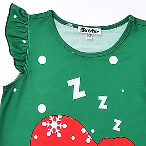 Jxstar Girls Christmas Nightgown Cotton Kids Santa Sloth Pajamas Sleepwear Dresses,4t 5t