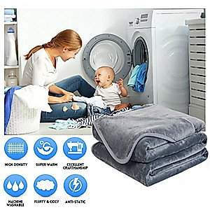 Soft Blanket Warm Fuzzy Microplush Lightweight Thermal Fleece Blankets for Couch Bed Sofa,California King102X108Inch,Gray