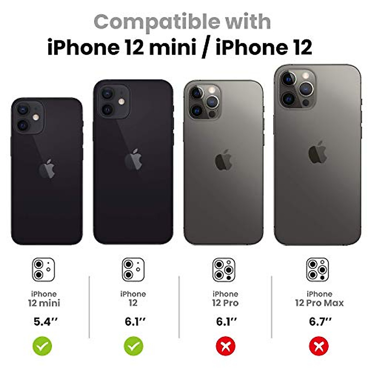 Tensea Compatible with iPhone 12 / iPhone 12 mini Camera Lens Protector, 9H Tempered Glass Camera Cover Screen Protector for iPhone12 mini 5.4 inch / iPhone12 6.1 inch 2020 (Diamond)