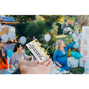 How Big is Mommys Belly Game, Measure Mommy's Belly Sign(Sign 8x10 Inch), Sunflower Theme Baby Shower Games, Baby Showers Decorations, 1 Standing Sign + 50 Guessing Cards(bump24)