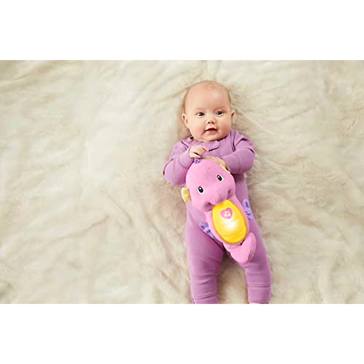 Fisher-Price Musical Baby Toy, Soothe & Glow Seahorse, Plush Sound Machine with Lights & Volume Control for Newborns, Blue