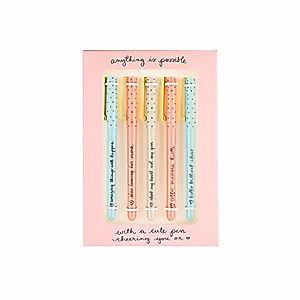 Eccolo Dayna Lee Collection Anything is Possible - Fine Tip Black Ink Ballpoint Pens (Set of 5), Inspiring Quotes, Gift Boxed