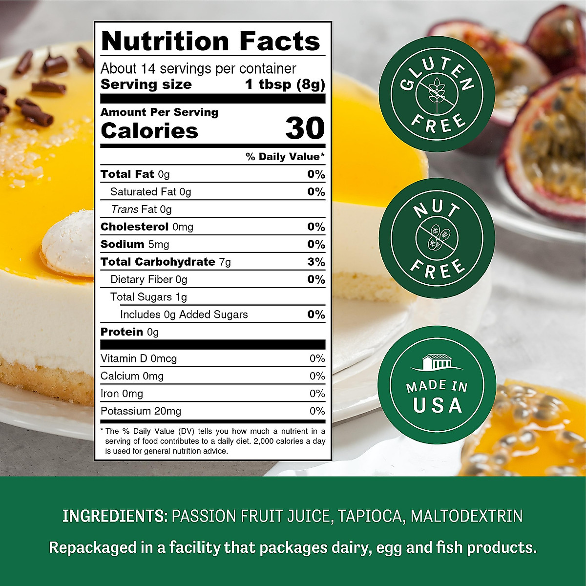 Judee's Passion Fruit Juice Powder 4 oz - Delicious and 100% Gluten-Free and Keto-Friendly - Blends Well in Smoothies and Drinks - Great for Baking and Flavoring