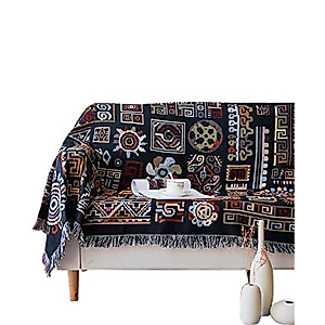 UNIGARDEN Boho Throw Blanket, Cotton Throw Blankets for Couch Soft Chair Beding Bohemian Decor (Small 51X63Inches, Black)