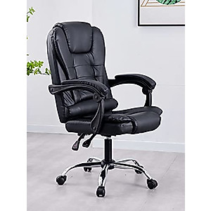 Santoll High Back Office Chair Adjustable Ergonomic Desk Chair with Padded Armrests,Executive PU Leather Swivel Task Chair with Lumbar Support (Black)